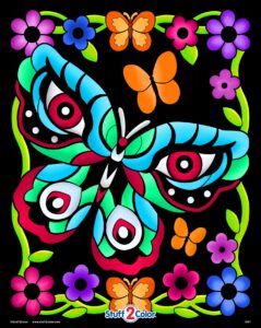 butterfly fun fuzzy velvet coloring poster - all ages coloring for kids, toddlers, teens, and adults (great for arts and crafts coloring time, after school, or as a family activity)