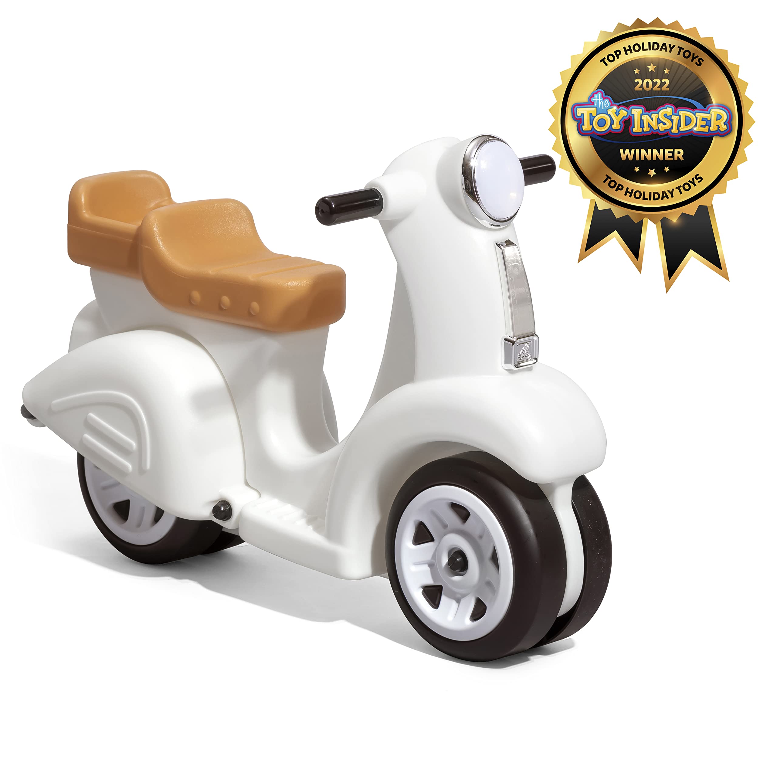 Step2 Ride Along Scooter for Kids, Foot-to-Floor Ride On Toy, Stylish Adventure on Four Wheels, Toddler Ages 1.5 - 4 Years Old, White