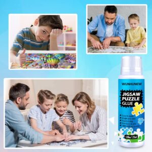 Newest Jigsaw Puzzle Glue Clear with Sponge Head Applicator, Puzzle Saver Frame for 3000/4000/5000 Pieces Puzzle of Paper & Wood, Water-Soluble Special Art Craft Puzzle Guard Glue, Quick Dry (240ML)