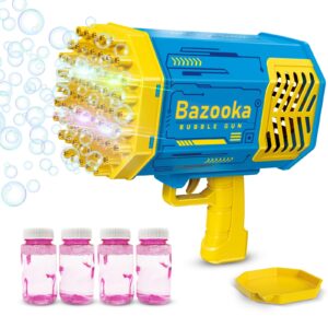 big rocket boom bubble blower - 69 holes bubbles rocket launcher gun machine with colorful lights for adults kids, giant foam maker guns toys wedding outdoor party favors gift