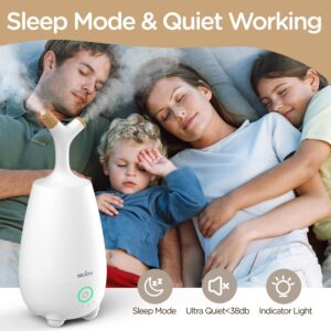 Humidifiers for Large Room 5L Ultrasonic Cool Mist Humidifier for Bedroom Cute Humidifier Ultra Quiet Top Fill Air Humidifier for Baby Plants with Essential Oil Diffuser and Remote Control, White