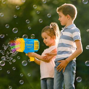 Big Rocket Boom Bubble Blower - 69 Holes Bubbles Rocket Launcher Gun Machine with Colorful Lights for Adults Kids, Giant Foam Maker Guns Toys Wedding Outdoor Party Favors Gift