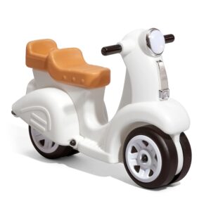 step2 ride along scooter for kids, foot-to-floor ride on toy, stylish adventure on four wheels, toddler ages 1.5 - 4 years old, white