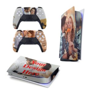 Personalized Custom Skin for PS5 Console Controller with Photos Pictures Customized Vinyl Sticker Decal Cover Compatible with Playstation 5(Disc Version)