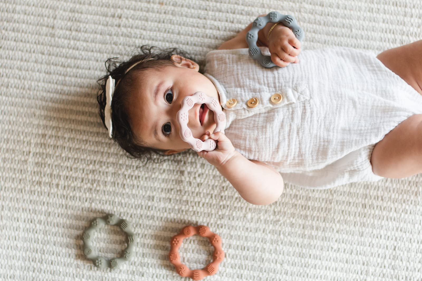 Boppabug | Baby Teething Ring | Minimalist Sensory Teether Toy | Safe Silicone Teething Bracelet (Dusty Lilac)