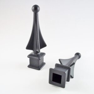 Retrospec Creations 100 Each for 1/2” Black Plastic Finial Tops for Iron Picket Fence 4-Sided Spire - #1-30