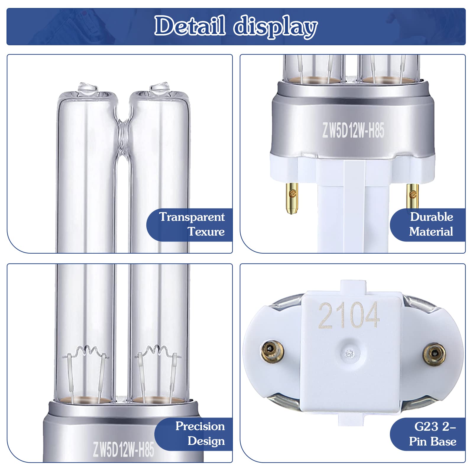 Kittmip LB4000 Replacement Bulb,LB4000 UV-C Bulb Compatible with Germ Guardian Models LB4000 AC4300BPTCA AC4825, AC4850 AC4850PT AC4900, AC4900CA AC5300B AC5350B AC5350W Air Purifier(4 Pack)