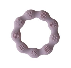 boppabug | baby teething ring | minimalist sensory teether toy | safe silicone teething bracelet (dusty lilac)