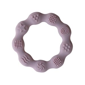 Boppabug | Baby Teething Ring | Minimalist Sensory Teether Toy | Safe Silicone Teething Bracelet (Dusty Lilac)