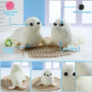 Sosation 4 Pcs White Seal Stuffed Animal Plush Seal Toy Stuffed Chubby Seal Animal Dolls Cute White Seal Pillows Gifts for Boy Girls Babies Toddlers Birthday Gifts, 10 Inch