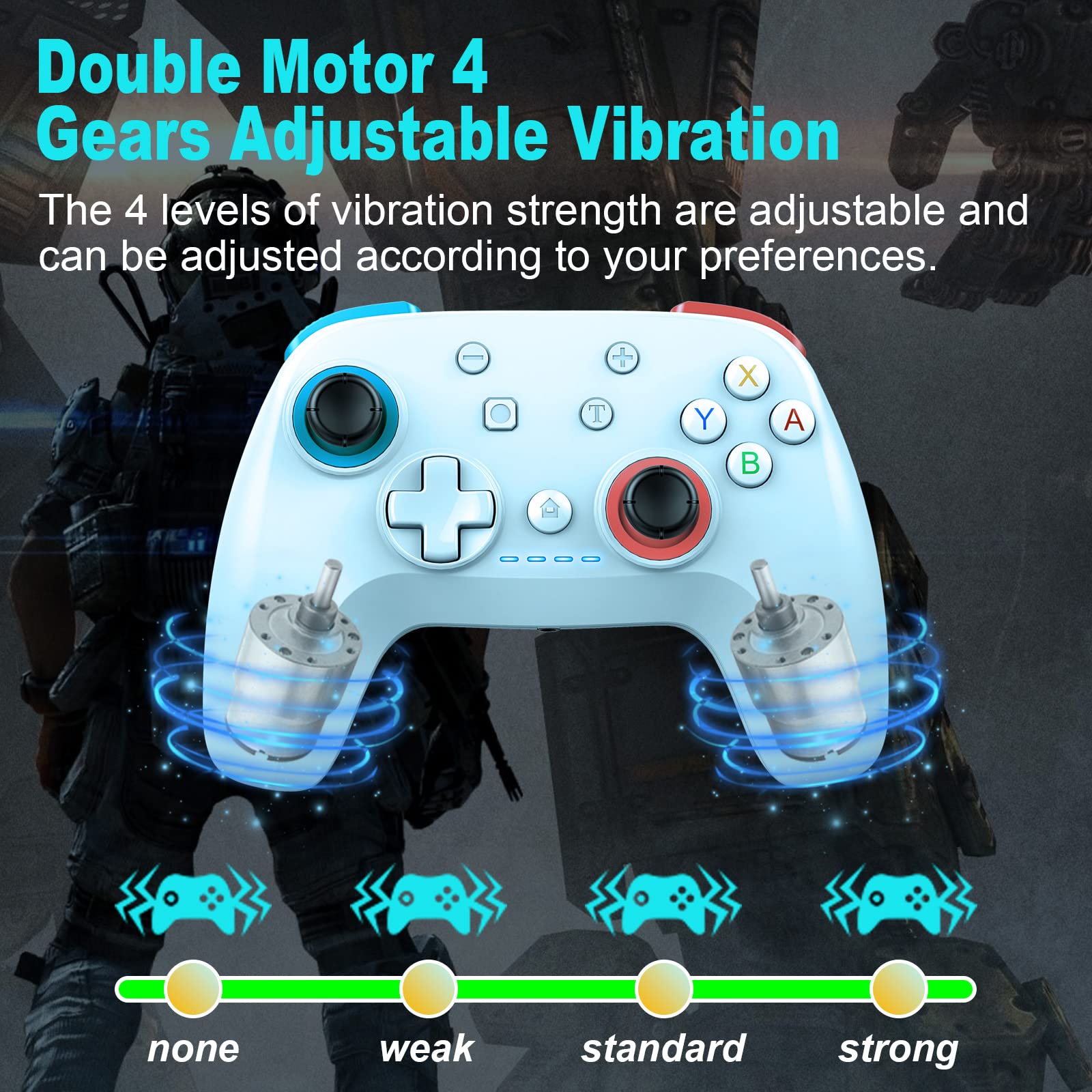 FLIEEP Switch Controller - Wireless Switch Controller for Nintendo Switch/Switch OLED/Switch Lite with Macro Button, 3 Levels Turbo Function, 4 Levels Adjustable Vibration, Six-Axis Motion Control