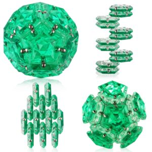 roomyroc magnetic fidget sphere - pentagons magnets balls - 12 piece set - crystal green - magnet fidgets toy - creativity beyond imagination, inspirational, recreational, desk toys for adults