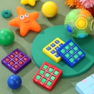 4 Pcs Travel Tic Tac Toe 2 x 2 x 0.4 Inch Mini Board Game Toys Portable Tic Tac Game Toy Retro Mini Games for Kids Red Blue Purple Yellow Pocket Board Games for Party Birthday Favors Classroom Prizes