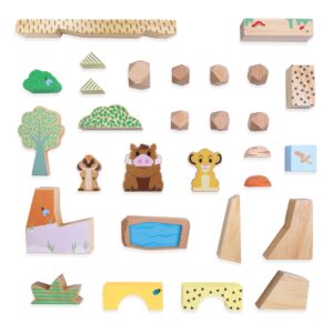 Just Play Disney Wooden Toys The Lion King Pride Rock Building Blocks Set, Officially Licensed Kids Toys for Ages 18 Month