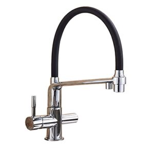 yjric kitchen fau cet matte black kitchen sink faucet pure water filter drink mixer tap dual handles two spout bathroom kitchen tap hot cold crane,chrome