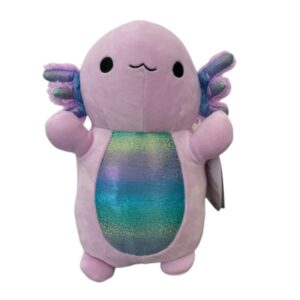 squishmallows official kellytoy hug mees squishy soft plush animal pets (10 inch, monica the axolotl)