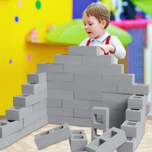 Zhanmai 50 Pack Foam Brick Building Blocks for Kids Thick Foam Cinder Blocks Large Fake Bricks Foam Toy Construction Blocks for Stacking and Construction 8 x 4 x 2.4 (Square)