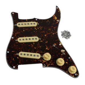 fleor alnico 5 prewired strat pickguard 3 single coil pickups loaded electric guitar pickguard-brown tortoise shell