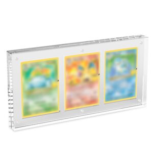 wildnut card display case, transparent card display clear card stands, 35pt acrylic tcg triple cards frames for standard cards,comiccards, sports cards, baseball cards(20mm)