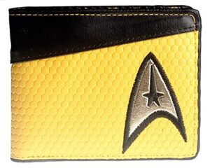 star scifi trek yellow command logo leather bi fold wallet