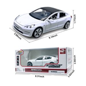 1/32 Scale Diecast Car Model, Pull Back Vehicles Toy Car with Sound and Light, Zinc Alloy Toy Car for Collectors & Boys or Girls 3+ Years Old (Model 3 -White)