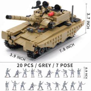 Army Tank Toy Building Blocks Set Compatible with Lego, Create a Armored Tank or 16 Small Military Models, with Toy Soldiers, Great Army Men Toys Gifts for Boys Kids and Teens Age 6+ Year Old