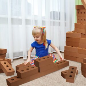 Zhanmai 50 Pack Foam Brick Building Blocks for Kids Thick Foam Cinder Blocks Large Fake Bricks Foam Toy Construction Blocks for Stacking and Construction 8 x 4 x 2.4 (Round)