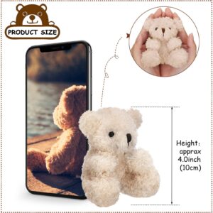 Sotiff 12 Pcs Mini Bear Plush Stuffed 4 Inch Small Fuzzy Bear Bulk Animal Toy Bear Doll Keychains Decor Wedding Party Favors for Baby Shower Birthday Party Supplies(Brown, Apricot)