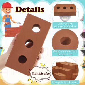 Zhanmai 50 Pack Foam Brick Building Blocks for Kids Thick Foam Cinder Blocks Large Fake Bricks Foam Toy Construction Blocks for Stacking and Construction 8 x 4 x 2.4 (Round)