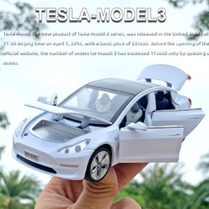 1/32 Scale Diecast Car Model, Pull Back Vehicles Toy Car with Sound and Light, Zinc Alloy Toy Car for Collectors & Boys or Girls 3+ Years Old (Model 3 -White)