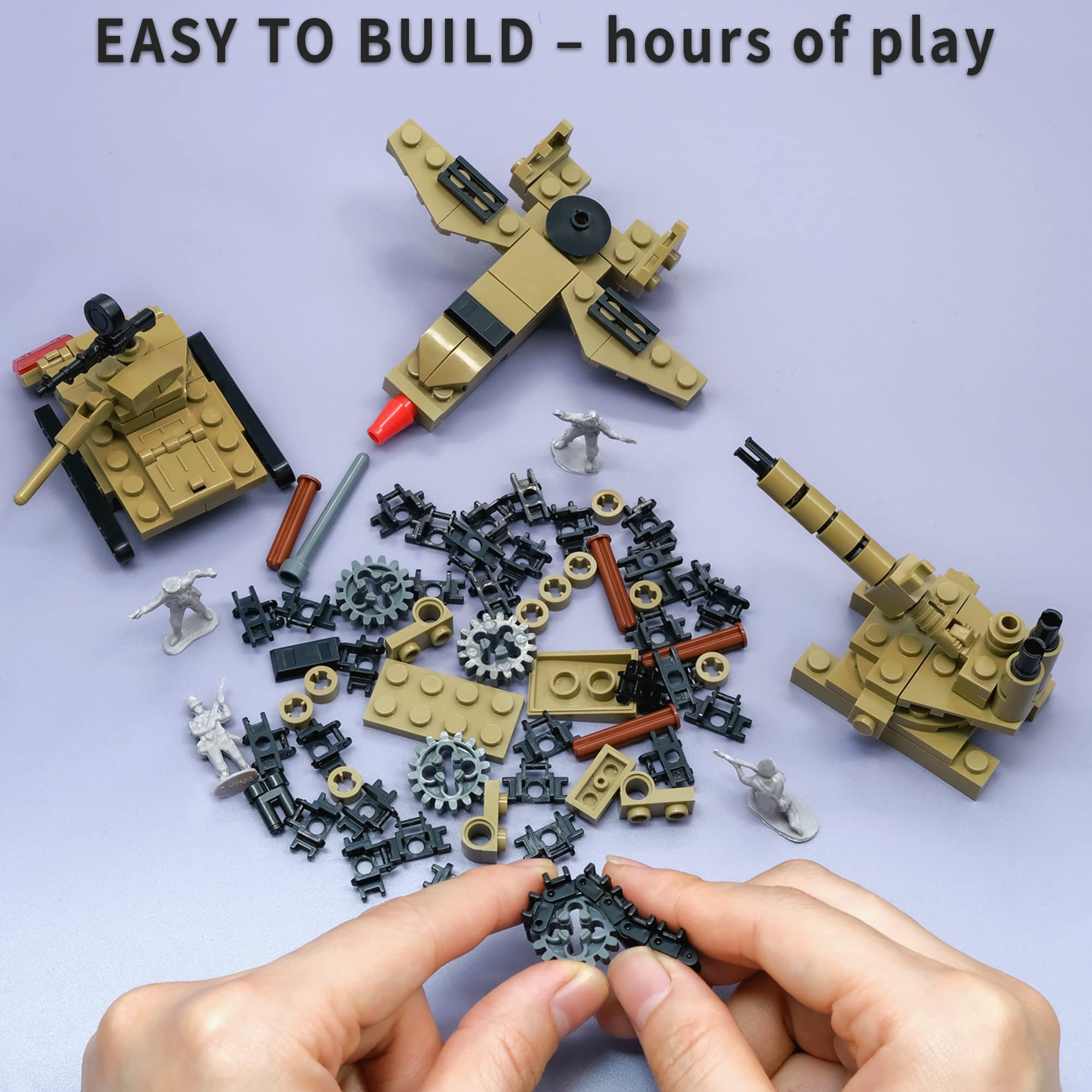 Army Tank Toy Building Blocks Set Compatible with Lego, Create a Armored Tank or 16 Small Military Models, with Toy Soldiers, Great Army Men Toys Gifts for Boys Kids and Teens Age 6+ Year Old