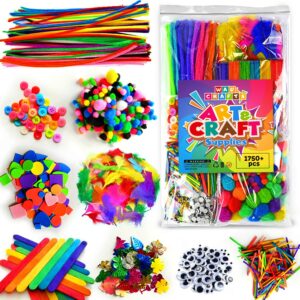 wau crafts arts and crafts supplies for kids - 1750 pcs crafting for school kindergarten homeschool - supplies set for kids craft art - supply kit for toddlers and kids age 2 3 4 5 6 7 8 9