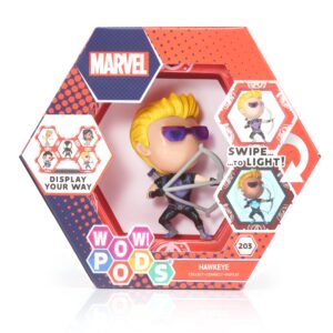 wow! pods avengers collection - hawkeye | superhero light-up bobble-head figure | official marvel collectable toys & gifts | number 203 in series, black