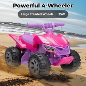 TOBBI Ride On ATV with Sprayer Magic for Kids, 6V 4 Power Wheels Ride On Toy Battery Electric Vehicles with Spray Mist LED Lights, Radio & Music for Toddlers Children Aged 1-3 Pink