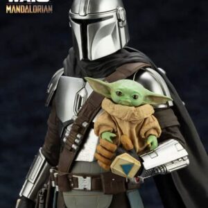 Kotobukiya Star Wars: The Mandalorian & Grogu with Beskar Staff ARTFX+ Statue, Multicolor