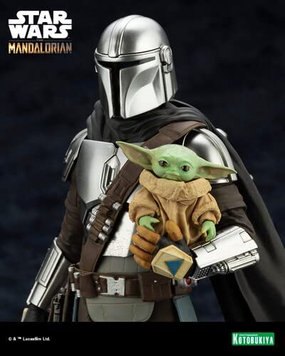 Kotobukiya Star Wars: The Mandalorian & Grogu with Beskar Staff ARTFX+ Statue, Multicolor