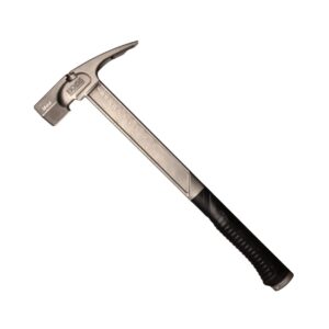 boss hammer pro series titanium hammer with over-molded no-slip rubber grip - 16 oz, construction grade, dual side nail pullers, smooth faced - bh16tis