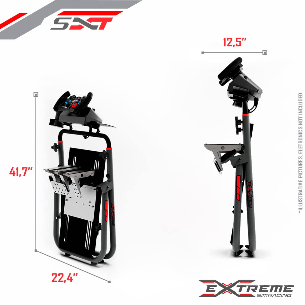 Extreme Sim Racing Wheel Stand Cockpit SXT V2 Racing Simulator - Racing Wheel Stand For Logitech G25, G27, G29, G920, Thrustmaster And Fanatec - Wheel Locks Included - Nardo Gray