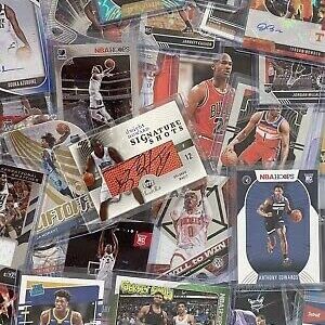 Alleo 100 Official NBA Basketball Cards, Rookies, Stars, Hall of Fame and 1 Authentic Autograph or Jersey Cards