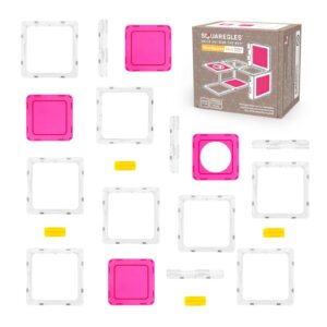 squaregles more squares & edge frames set 20 pieces magnetic building blocks kids magnetic tiles stem toys for kids 4-10 yr olds, steam learning, science toy, requires an essential set to play