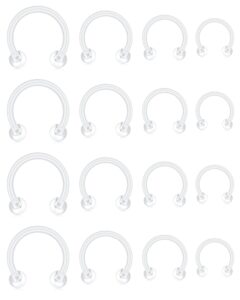 d.bella 16g clear septum rings horseshoe flexible acrylic cartilage tragus helix daith rook conch snug earring hoop bioflex nose lip eyebrow rings retainer for work surgery