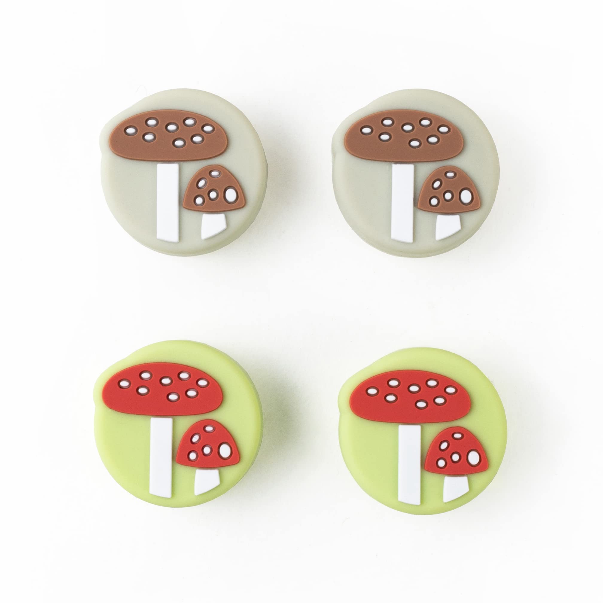 Ocanblu - Cute Mushroom Thumb Grip Caps, Compatible with Nintendo Switch/Switch OLED/Switch Lite, Soft Silicone Joystick Caps, 4PCS (Brown&Red)