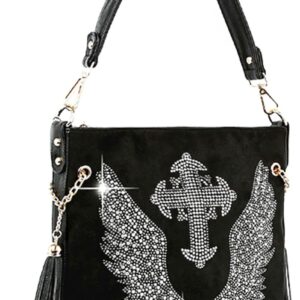 Zzfab Winged Cross Rhinestones Crossbody Bag Bling Pure