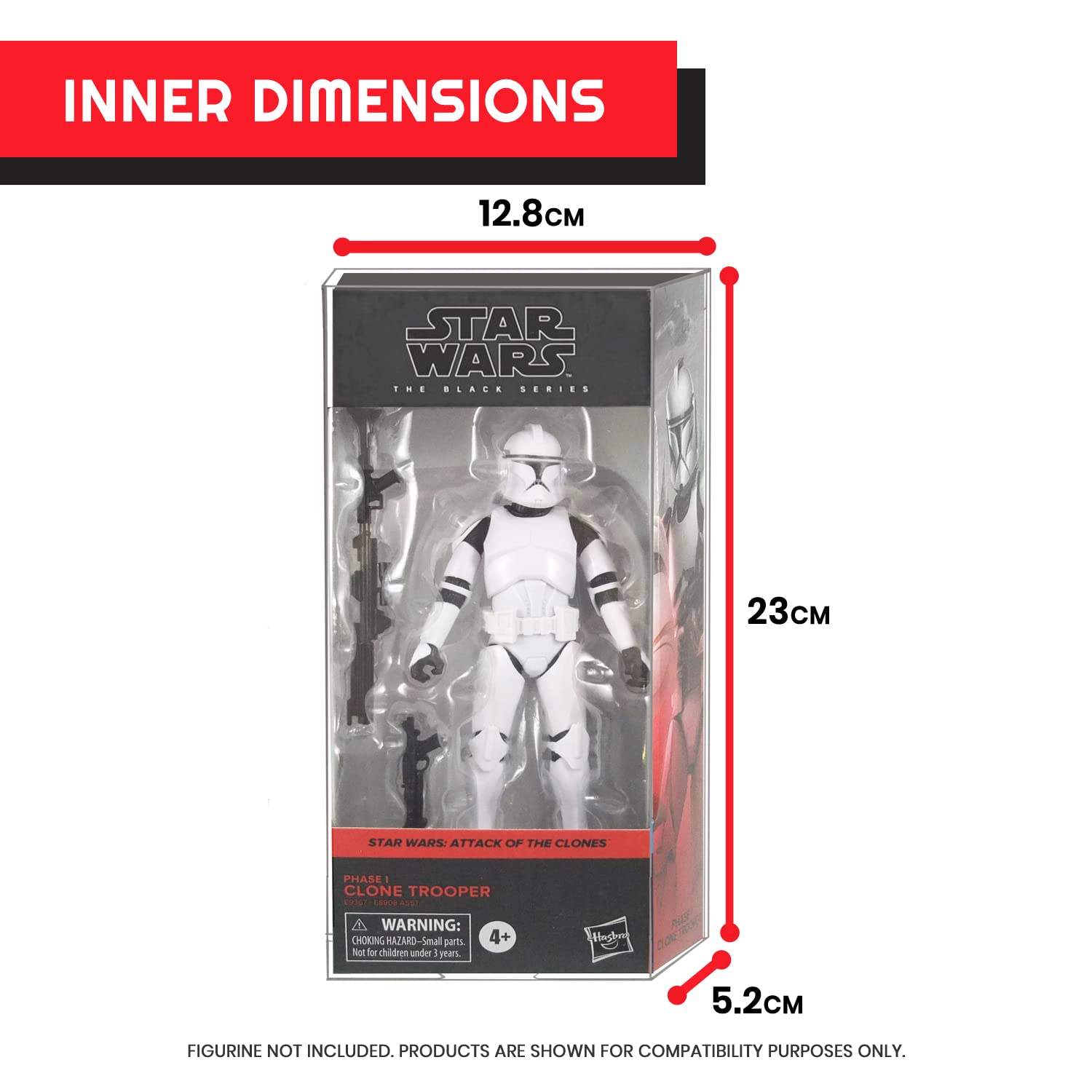 EVORETRO Action Figure Display Protective Case for Star Wars Black Series with Angled Corners Regular, 6 inches Boxed Carded Action Figures - 10 Pack - Ultra Clear PET Plastic Box Protector