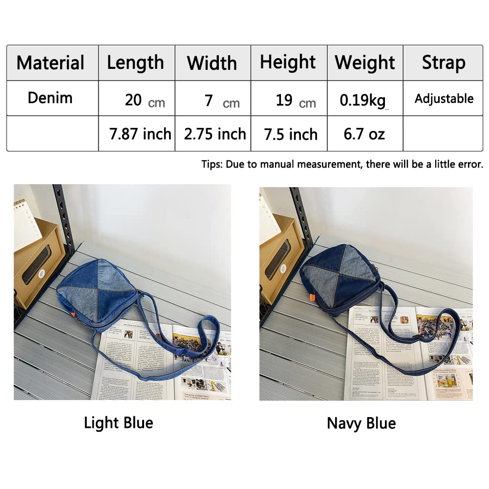 GOQUFOY Small Crossbody Bags for Women Summer Denim Blue Jean Cute Mini Tote Shoulder Bag with Zipper Teens Handbags Cellphone Canvas Cross Body Bag Purses Wallets Everyday Crossover 2024 Trendy