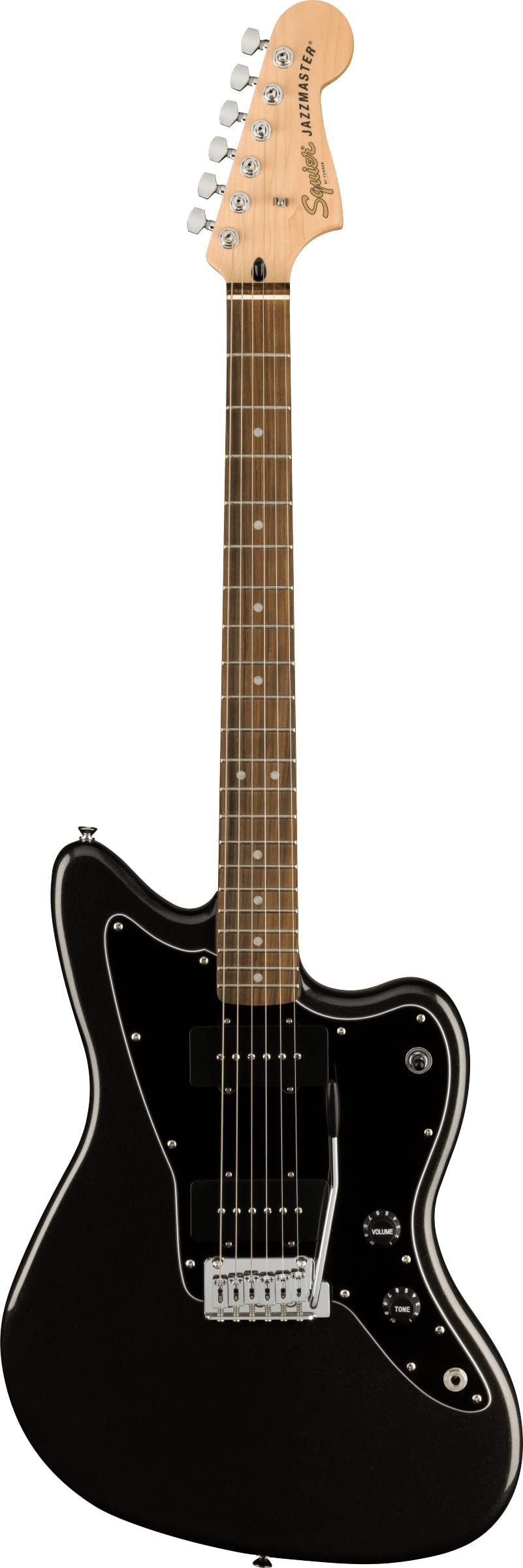 Fender Squier Affinity Jazzmaster - Metallic Black Bundle with Frontman 10G Amplifier, Instrument Cable, Gig Bag, Tuner, Strap, Picks, and Austin Bazaar Instructional DVD