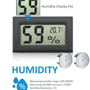 8PCS Mini LCD Digital Thermo-Hygrometer Thermometer, diymore Humidity Temperature Tester Embedded Mini Hygrometer Indoor Room with Batteries(Only ℃ Display)