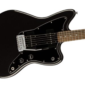 Fender Squier Affinity Jazzmaster - Metallic Black Bundle with Frontman 10G Amplifier, Instrument Cable, Gig Bag, Tuner, Strap, Picks, and Austin Bazaar Instructional DVD