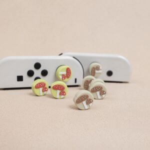 Ocanblu - Cute Mushroom Thumb Grip Caps, Compatible with Nintendo Switch/Switch OLED/Switch Lite, Soft Silicone Joystick Caps, 4PCS (Brown&Red)