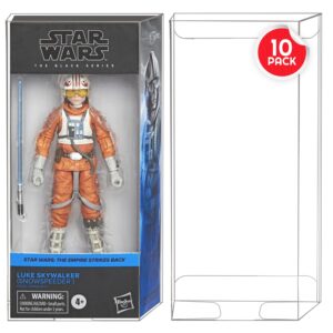 evoretro action figure display protective case for star wars black series with angled corners regular, 6 inches boxed carded action figures - 10 pack - ultra clear pet plastic box protector